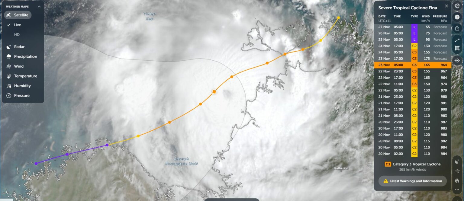Tropical Cyclone Fina Moves away from Darwin - Sunday 23 November 2025 ...